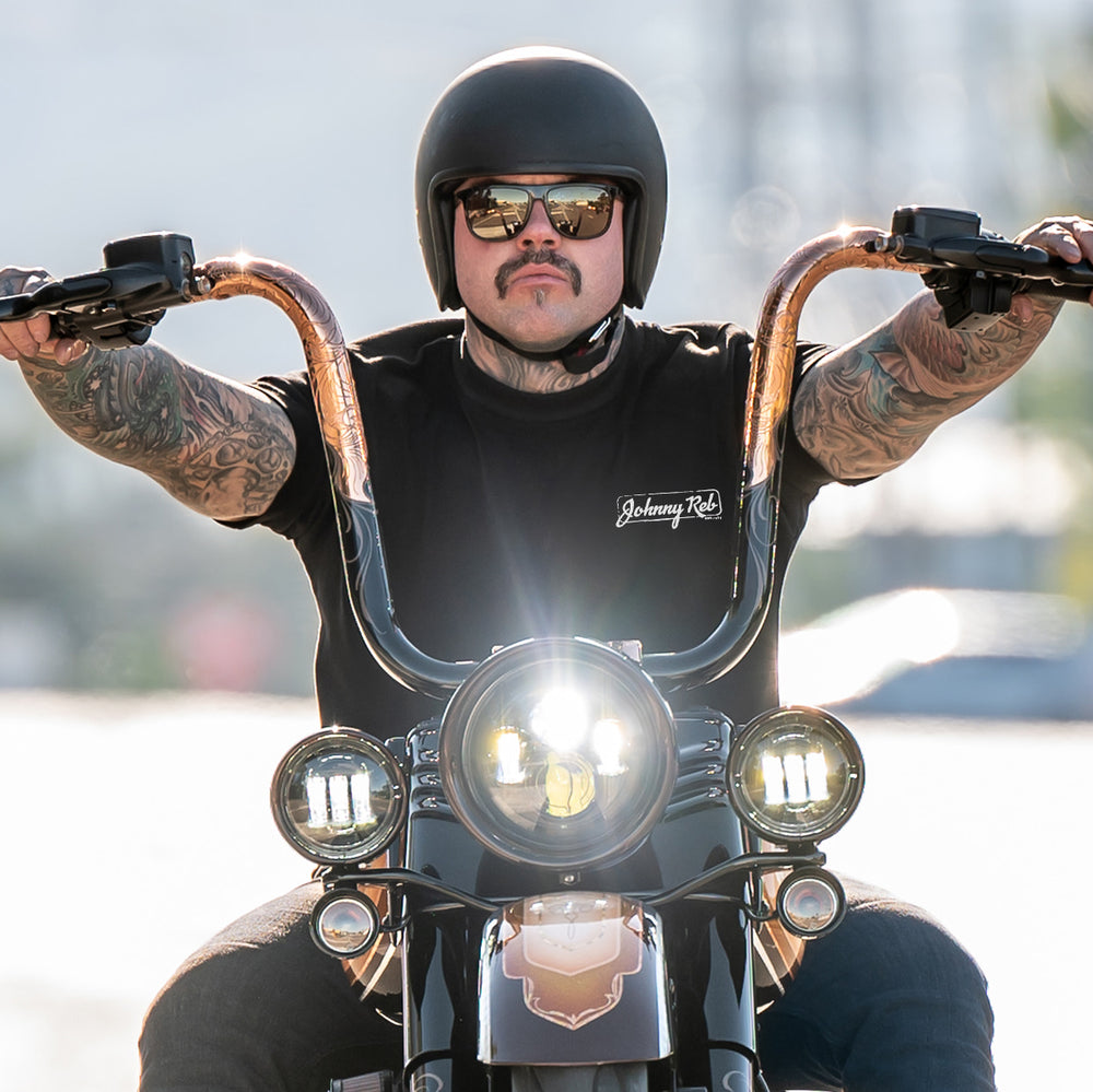 Johnny Reb Burke Open Face Helmet - Matte Black/Brown Lining