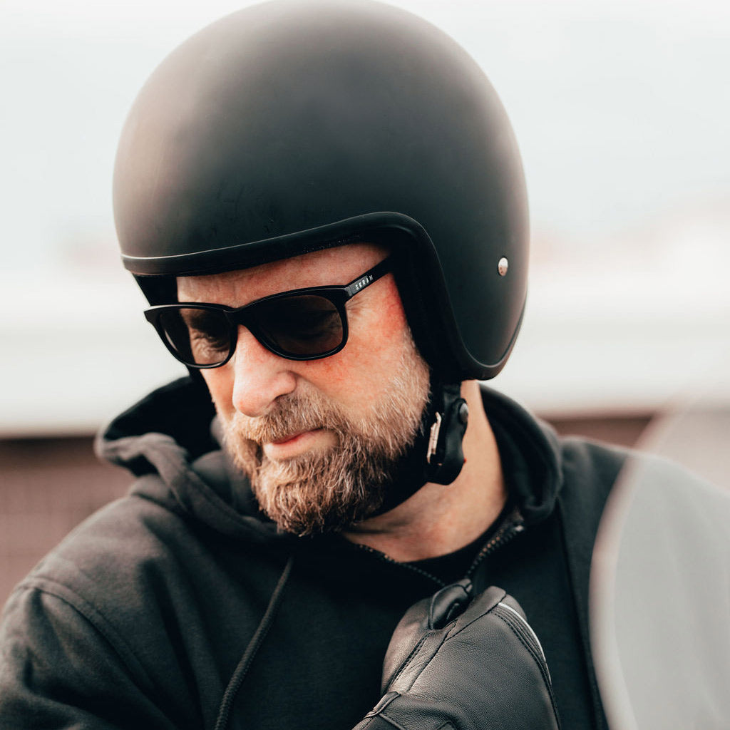 Johnny Reb Olga Open Face Helmet - Matte Black/Black Lining