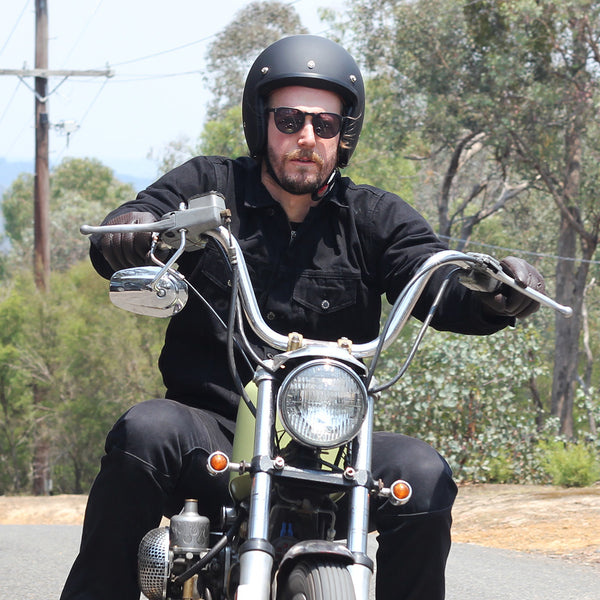 Johnny Reb Olga Open Face Helmet - Matte Black/Black Lining