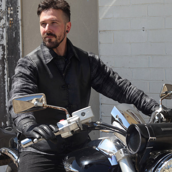 Johnny Reb | Men's Capricorn Leather Vest - Triple Black